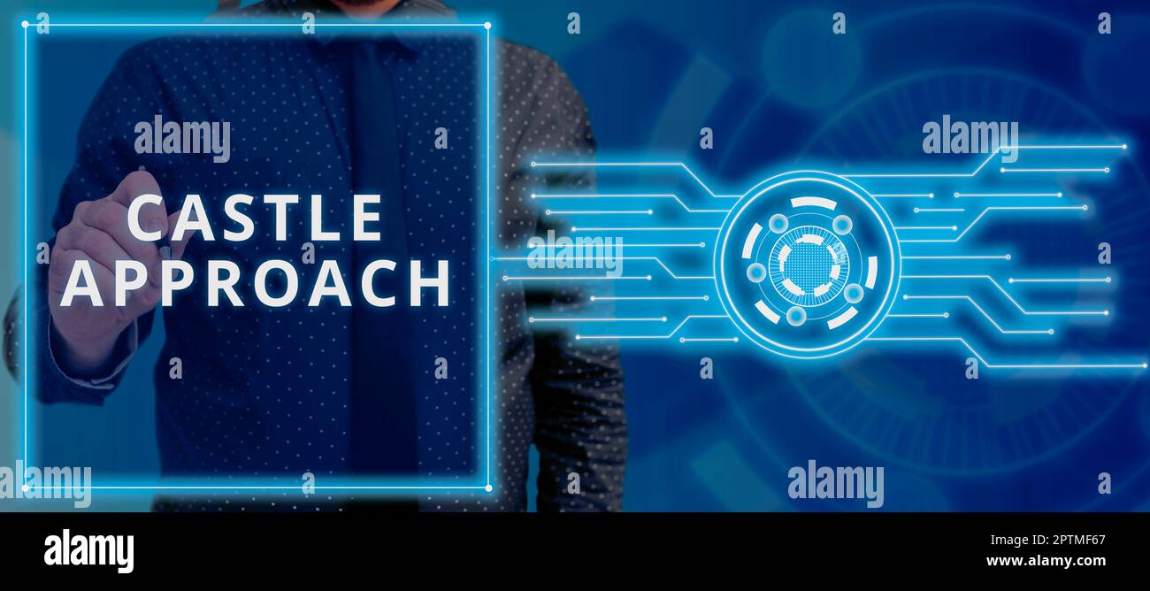 Handwriting text Castle Approach, Concept meaning Fortified place built ...