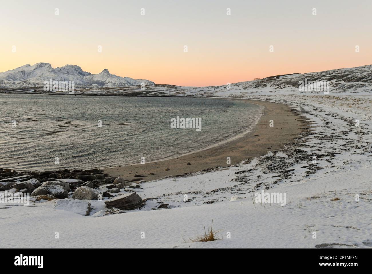 Landscape shot highlighting the rugged mountains and snow-covered ...