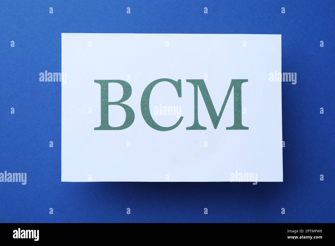 White paper with abbreviation BCM (Business Continuity Management) on ...
