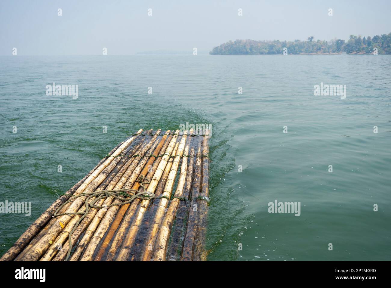 Bamboo raft floating in the river nature Stock Photo - Alamy