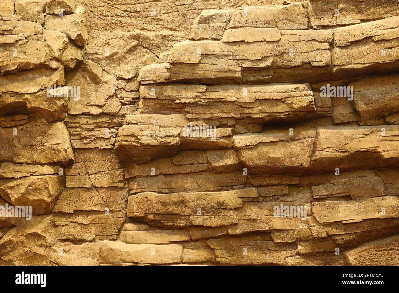 Light coarse natural rock stone background. Mining cliff rough front ...