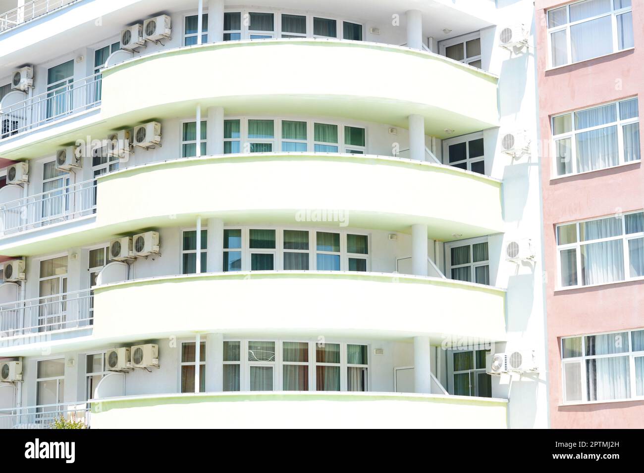 Exterior of beautiful residential building with balconies Stock Photo ...