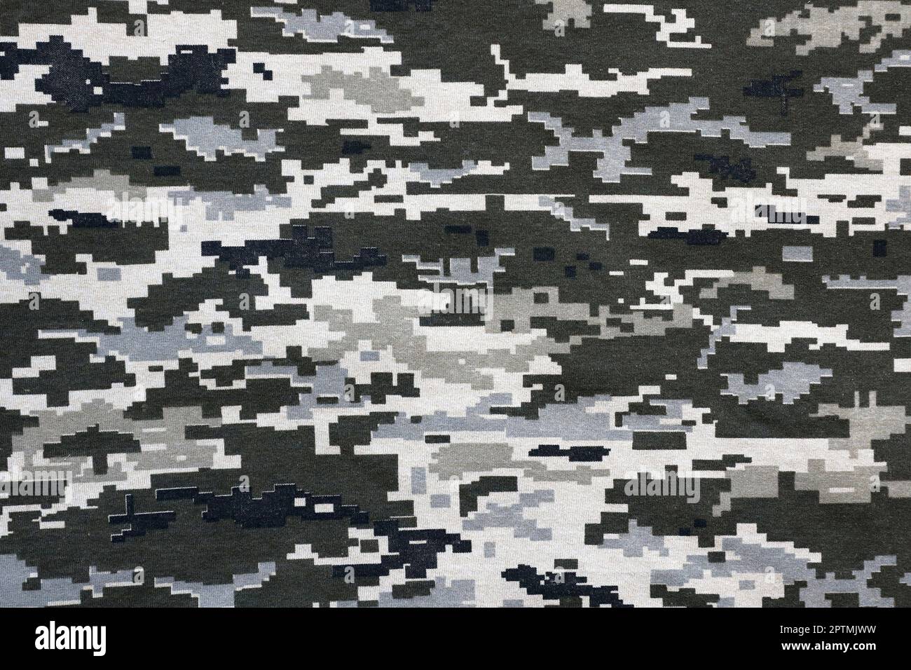 Fabric with texture of Ukrainian military pixeled camouflage. Cloth ...