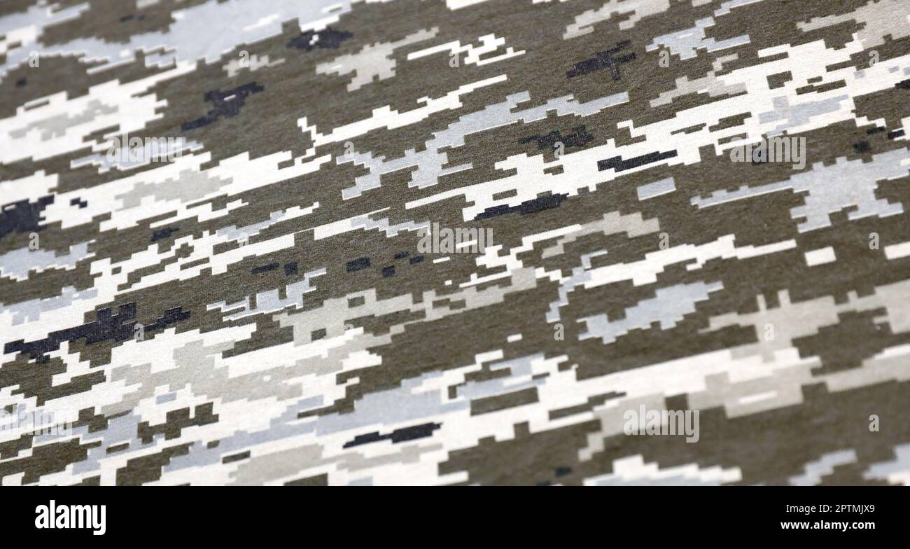 Fabric with texture of Ukrainian military pixeled camouflage. Cloth ...