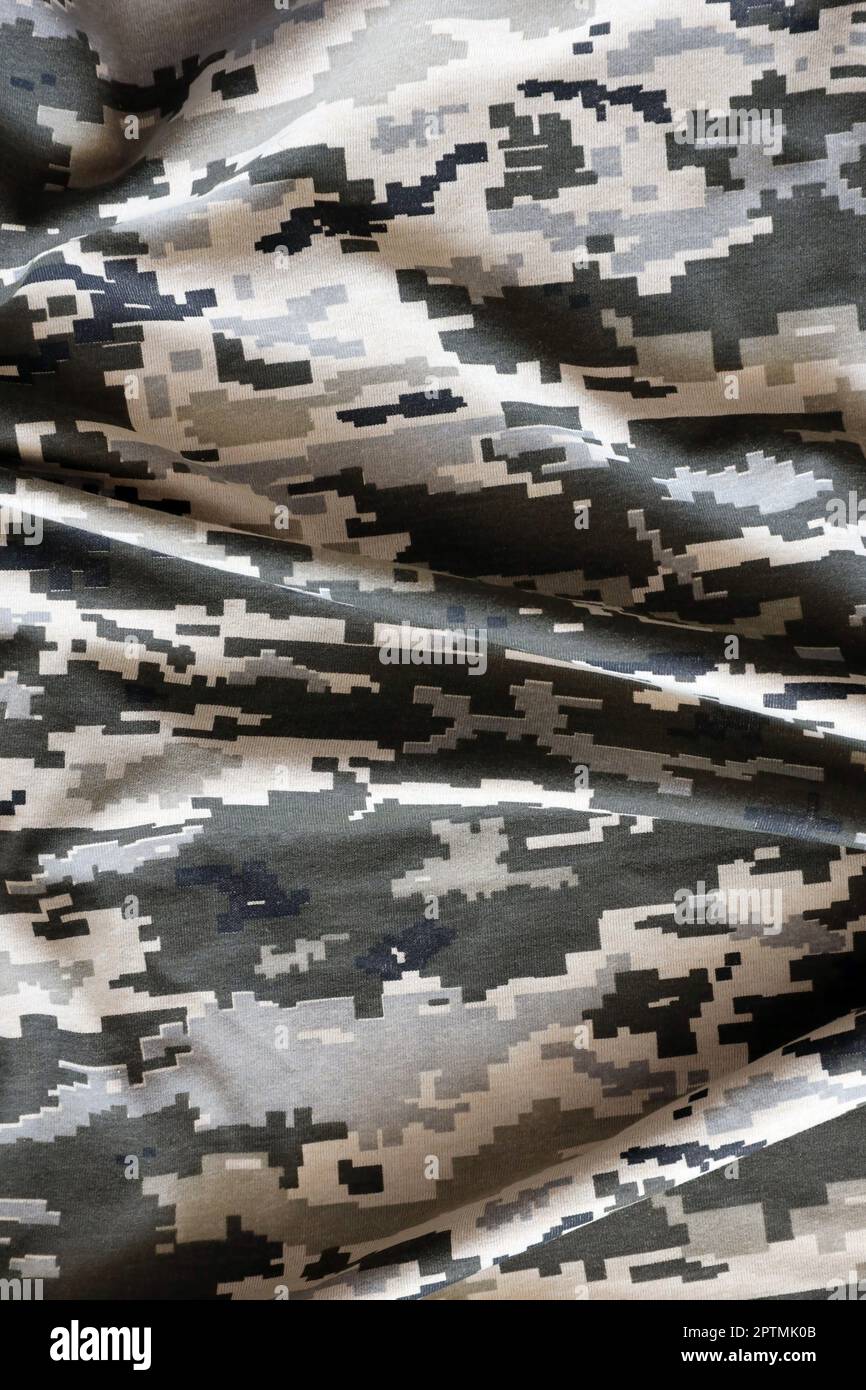 Fabric with texture of Ukrainian military pixeled camouflage. Cloth ...