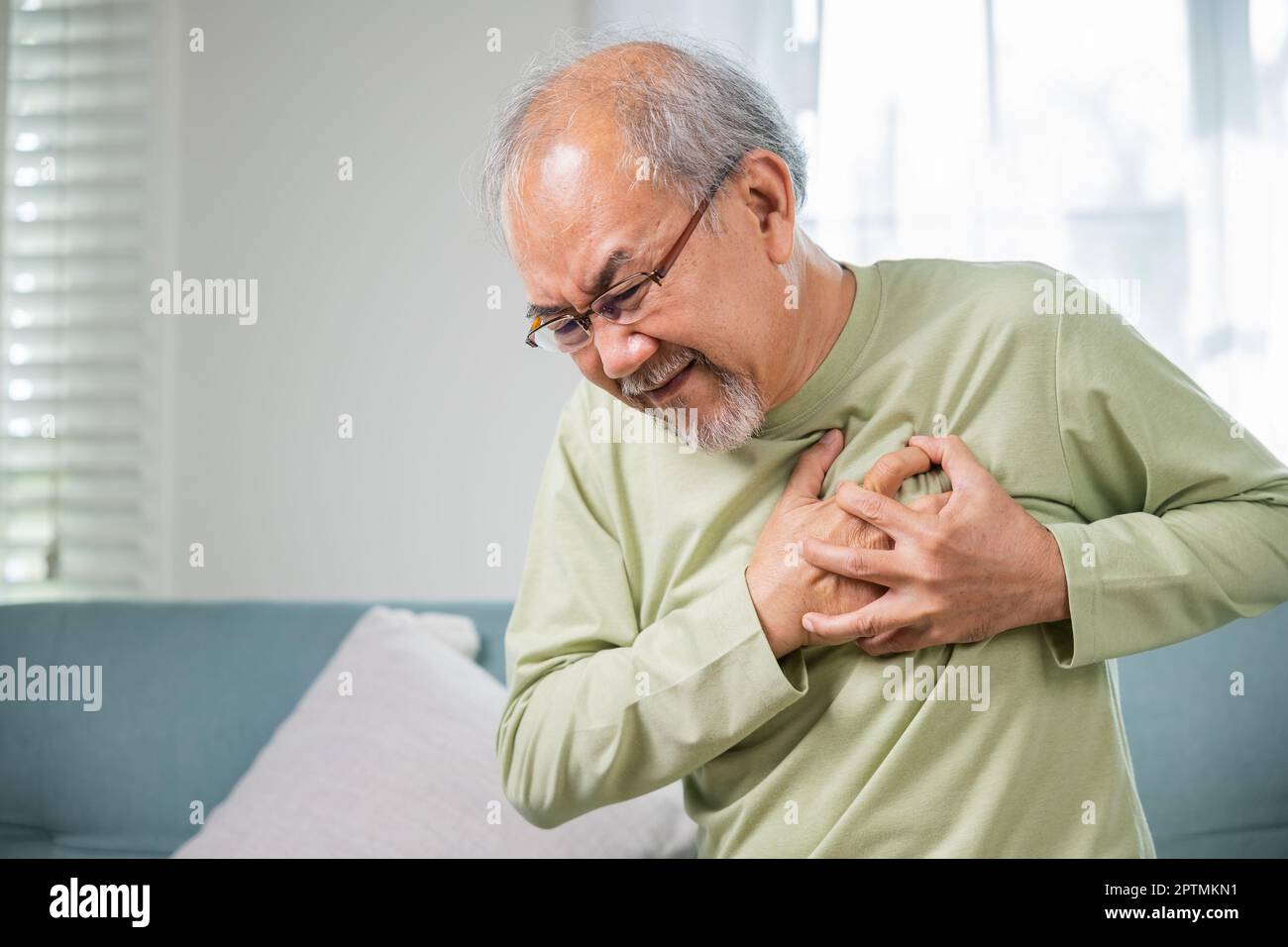 Asian older man have congenital disease suffering from heartache alone ...