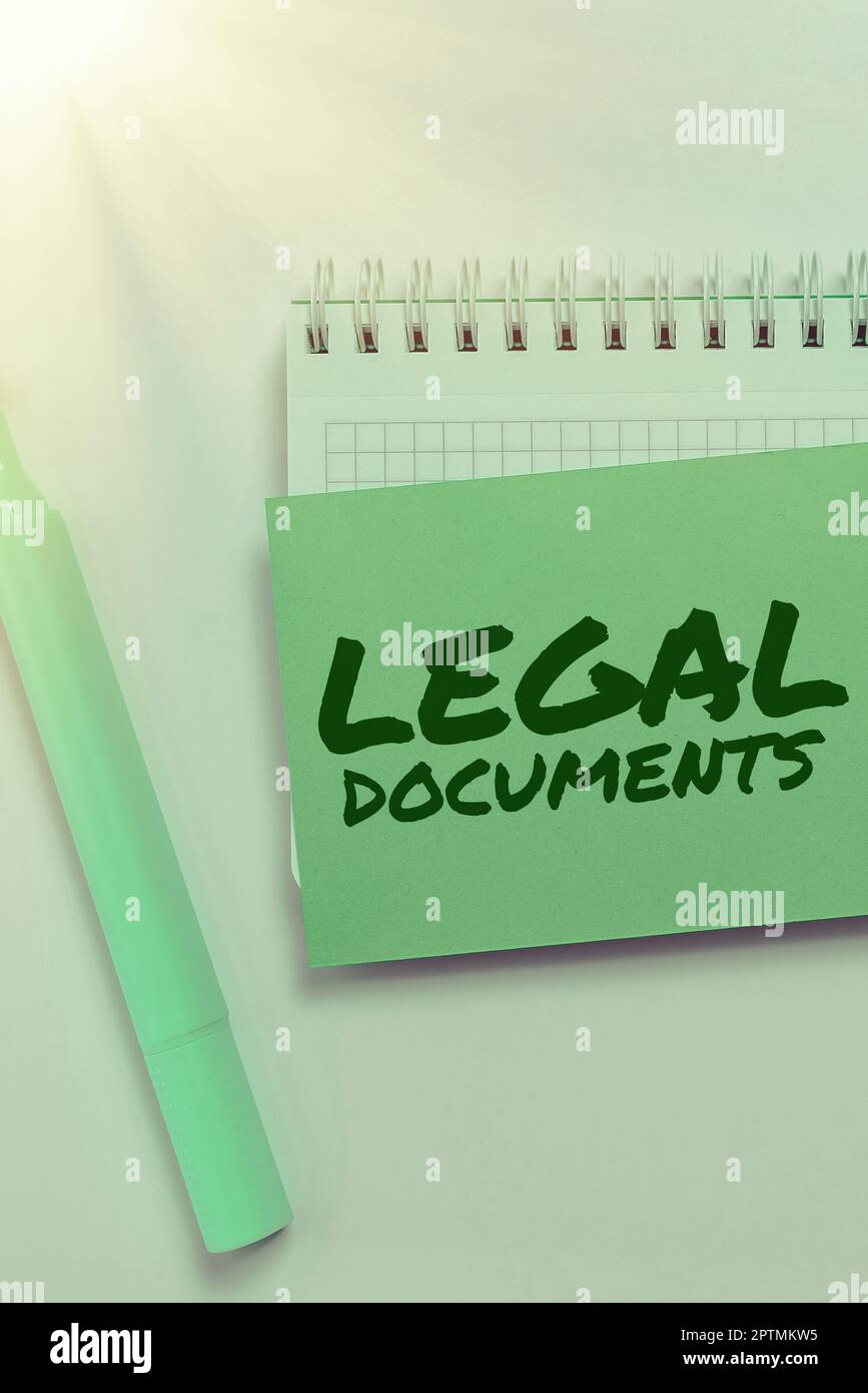Text caption presenting Legal Documents, Word Written on a document ...