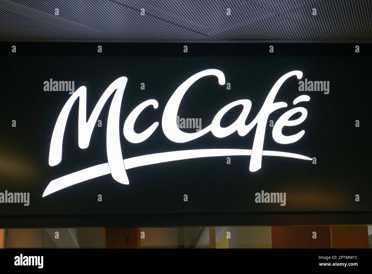 WARSAW, POLAND - AUGUST 05, 2022: Signboard with McCafe logo Stock ...
