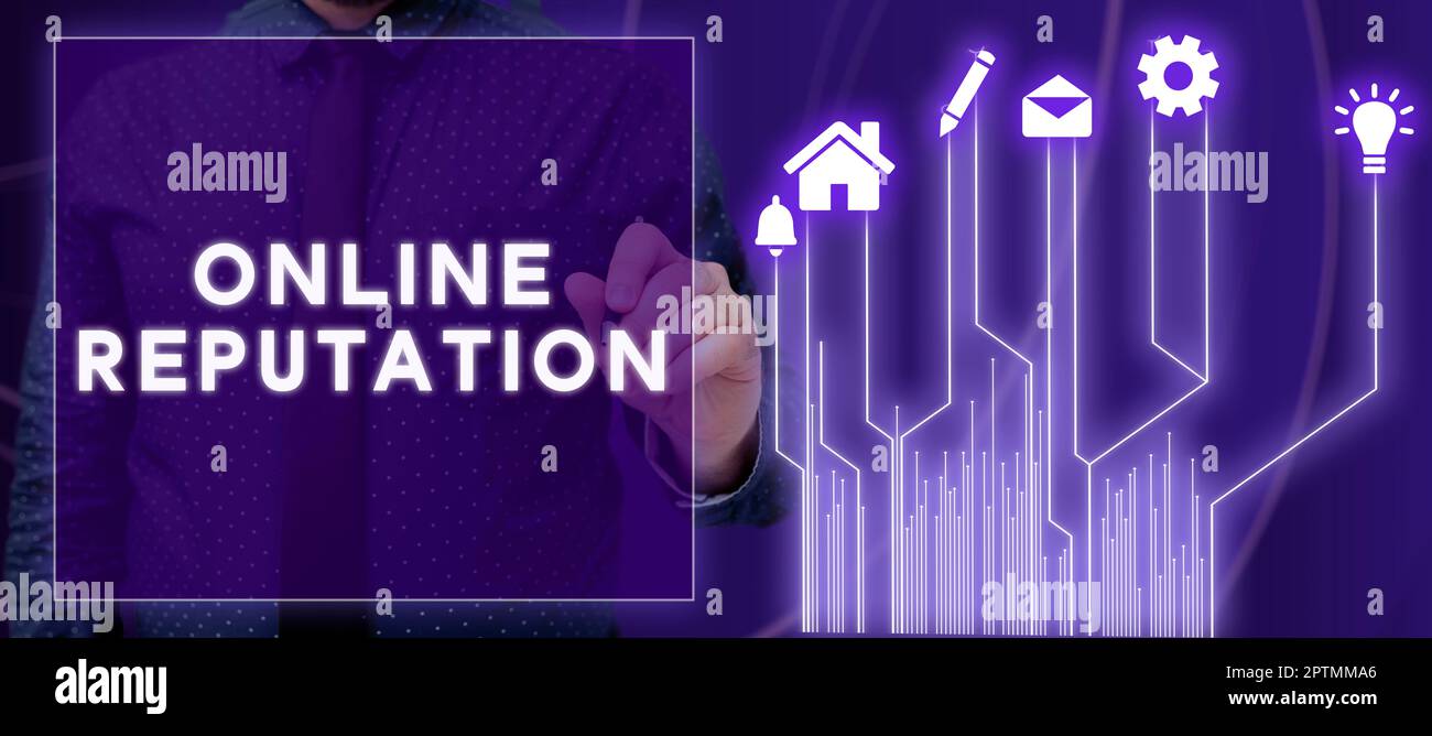 Conceptual display Online Reputation, Business showcase Reliability ...