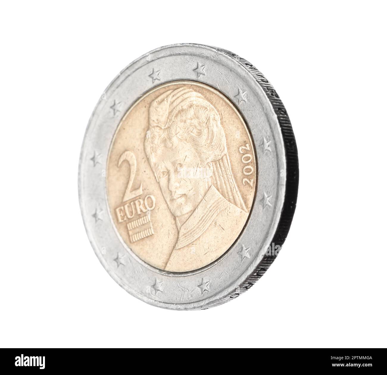 Shiny two euro coin isolated on white Stock Photo - Alamy