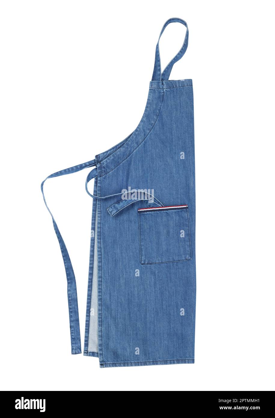 Denim blue kitchen apron isolated on white Stock Photo - Alamy