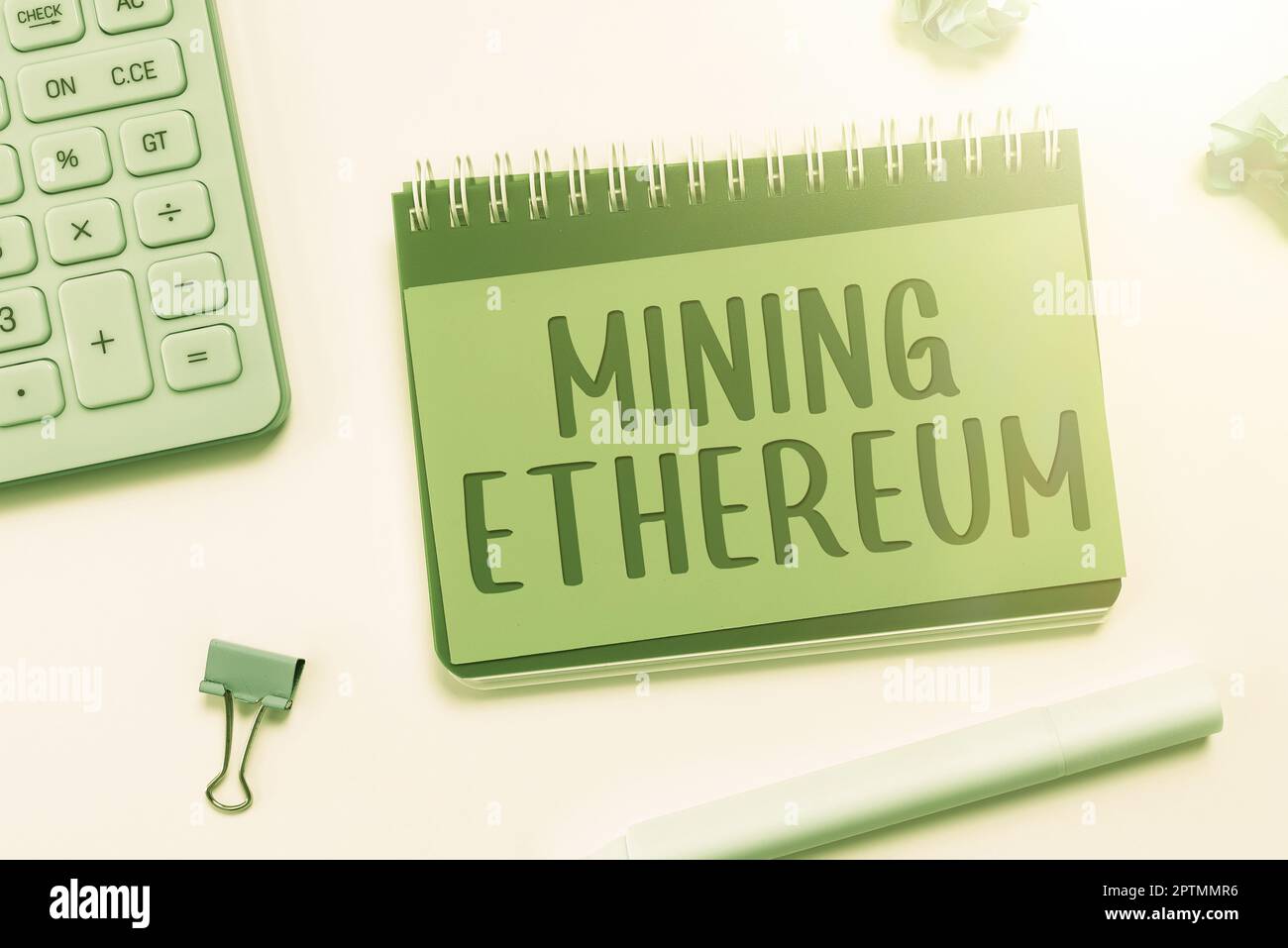 Sign displaying Mining Ethereum, Word for the process of increasing the ...