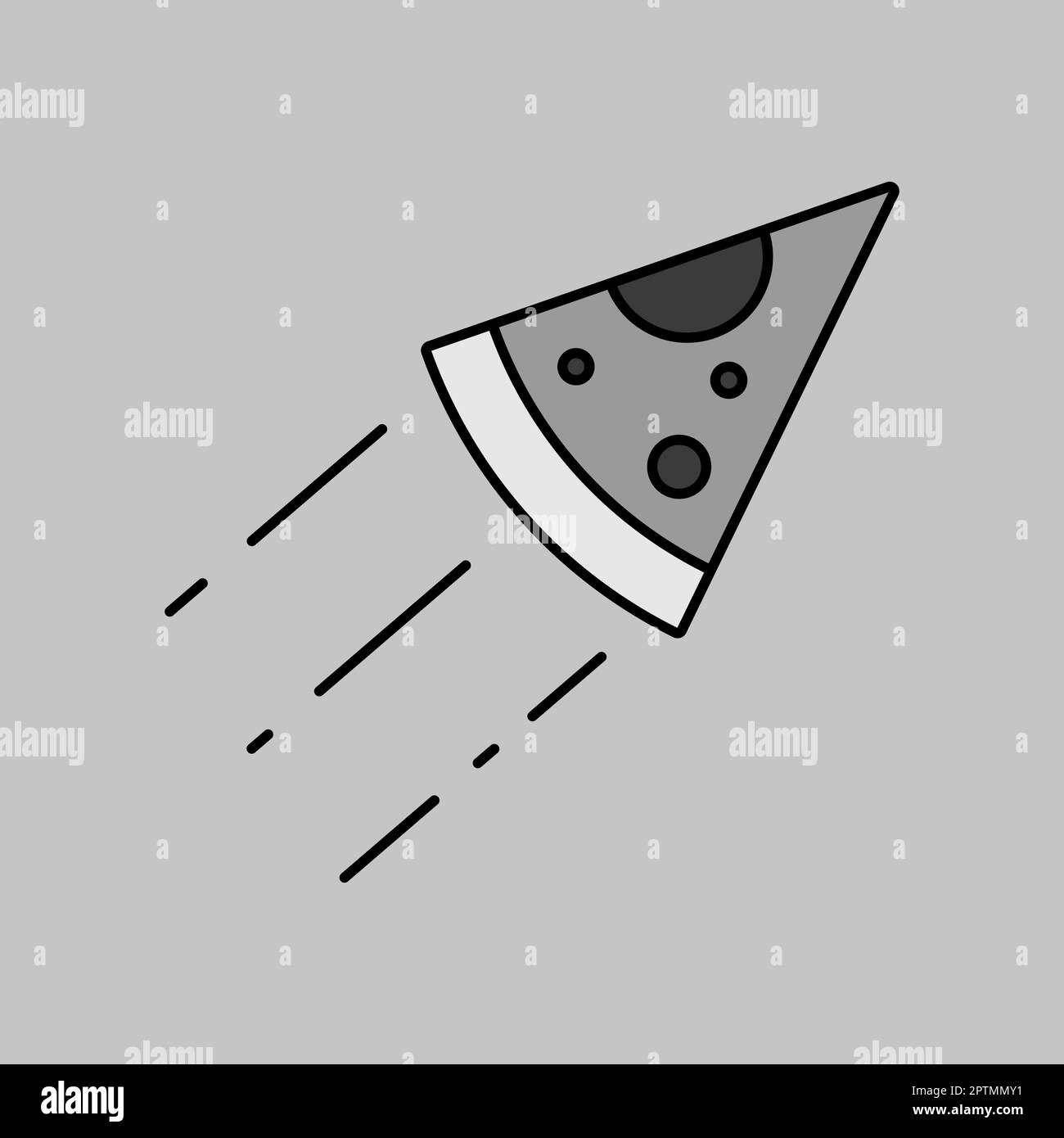 Slice of pizza vector grayscale icon. Fast food delivery symbol ...