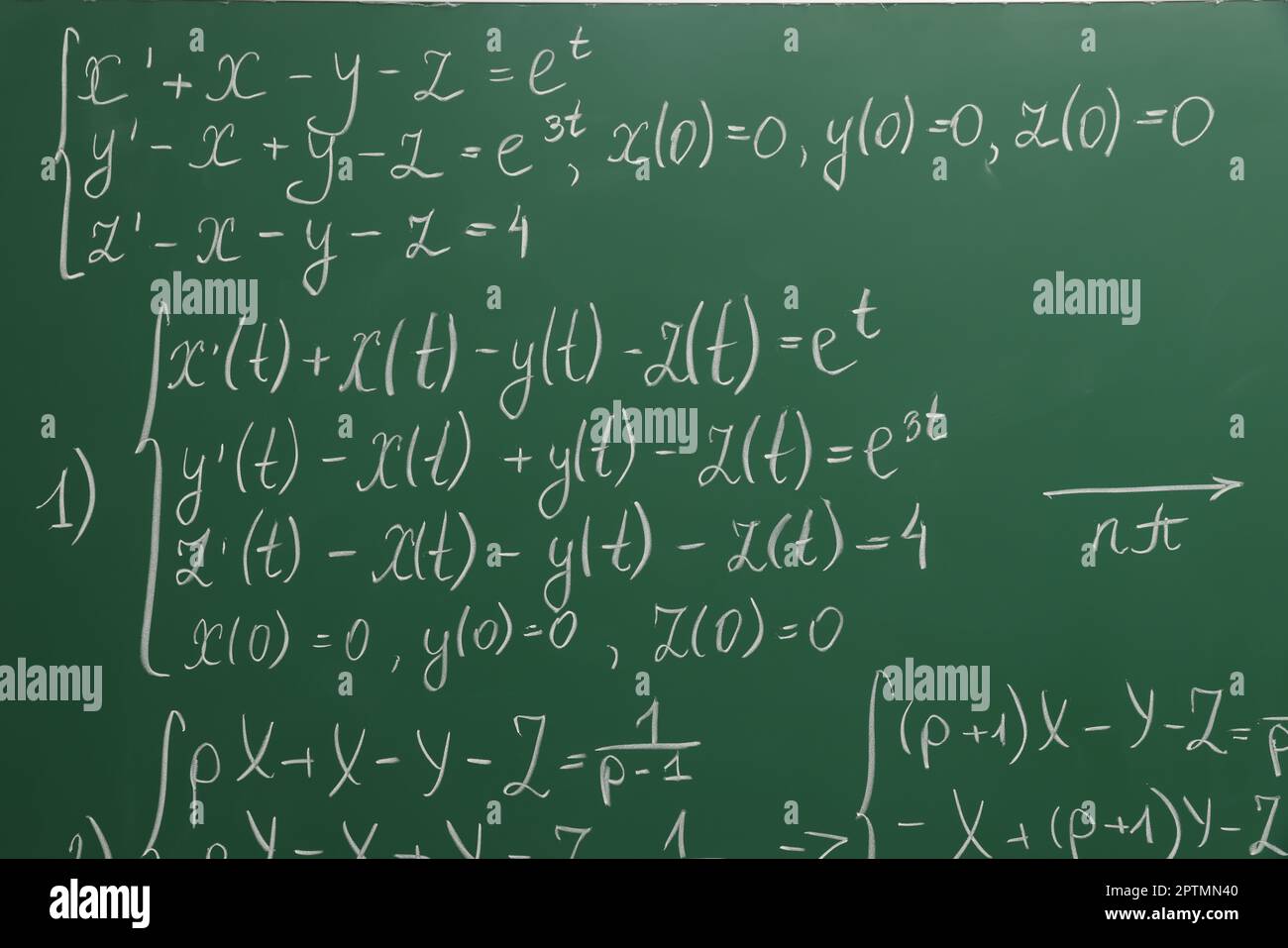 Many different math formulas written on chalkboard Stock Photo - Alamy