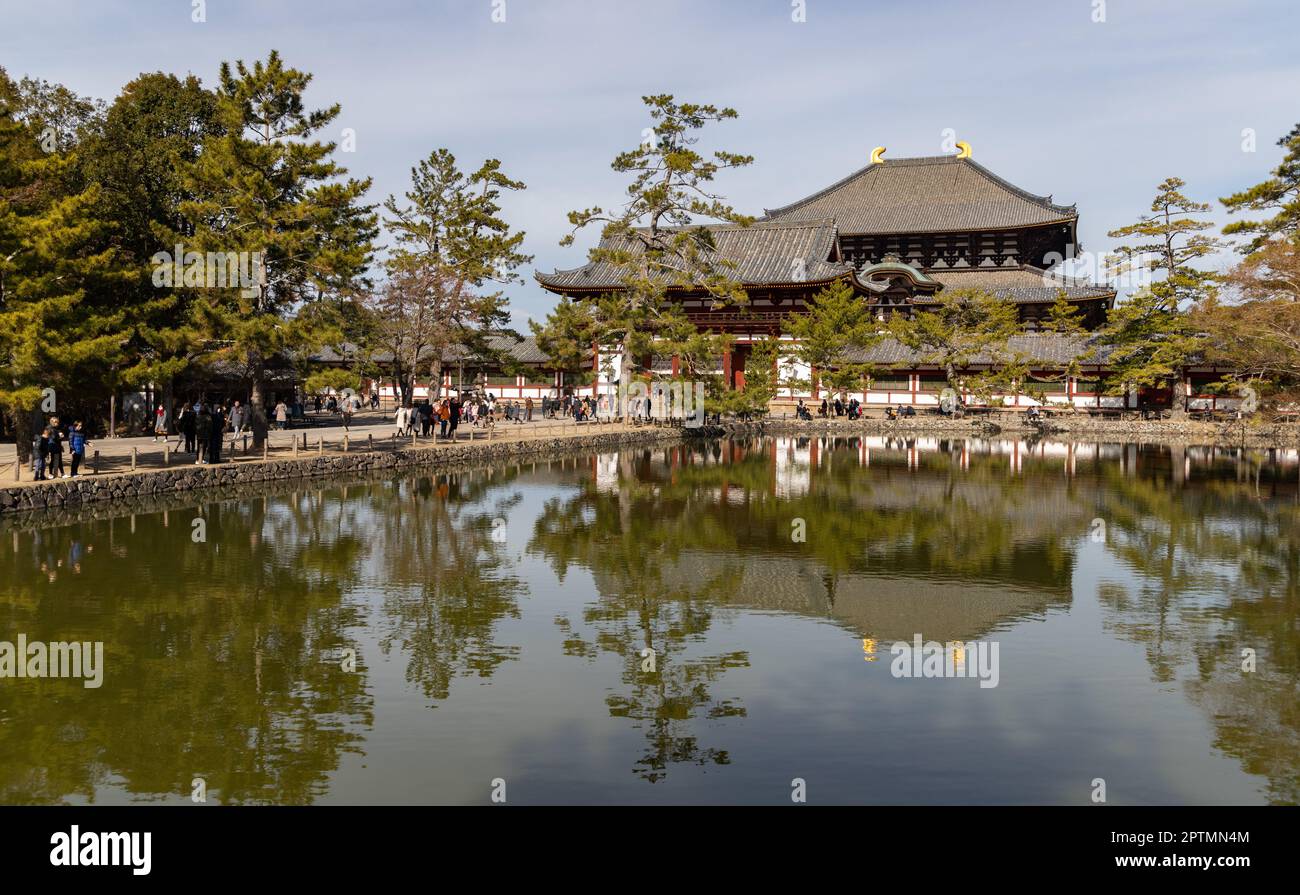 A picture of the Central Gate of the Todai-ji Temple as seen from ...