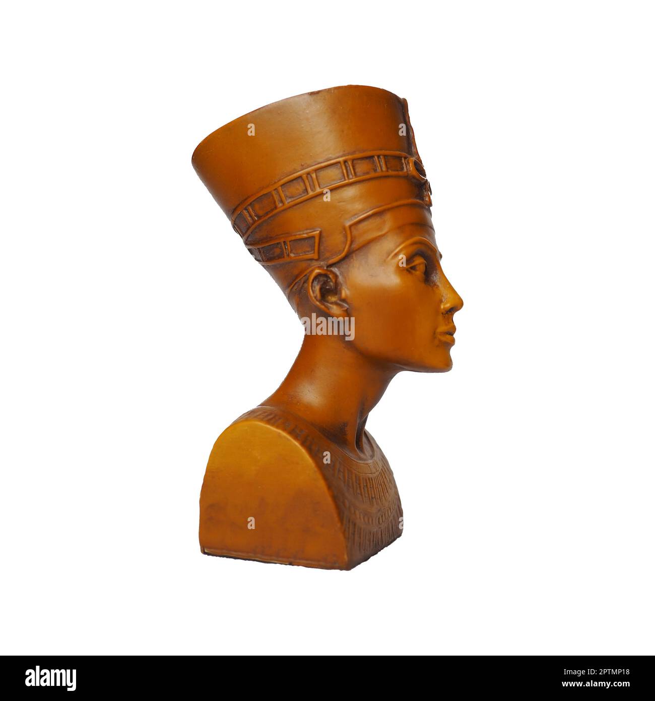 Bust or statue of the ancient Egyptian queen Nefertiti made of brown ...
