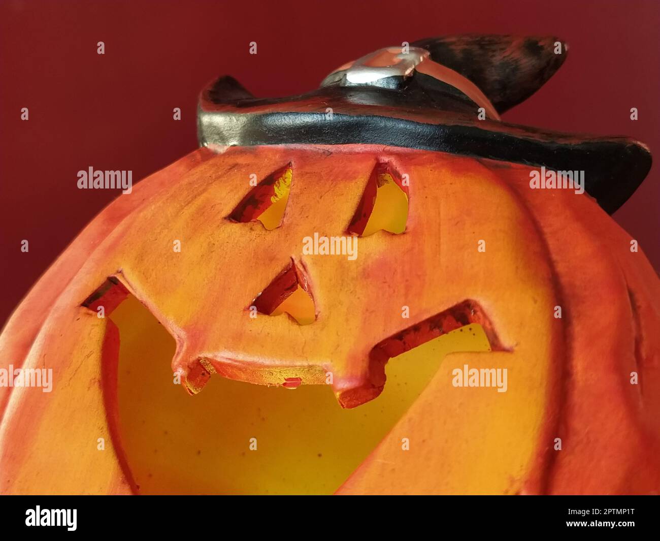 Bright orange Halloween pumpkin. Cut holes for mouth, nose and eyes ...