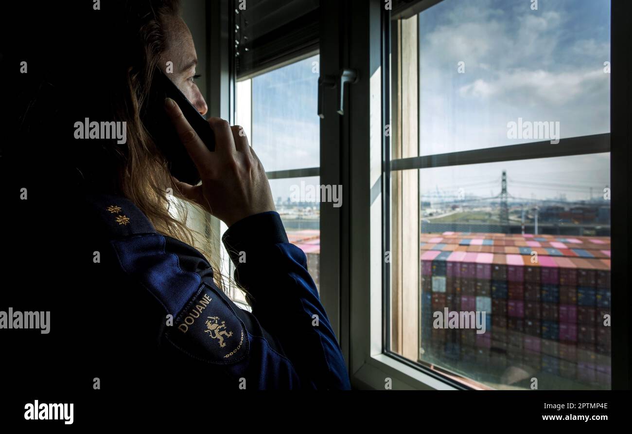 ROTTERDAM - A customs officer of the Port of Rotterdam Customs at work ...