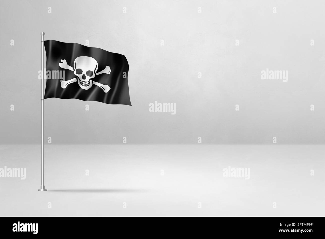 Pirate flag, Jolly Roger, 3D illustration, isolated on white Stock ...