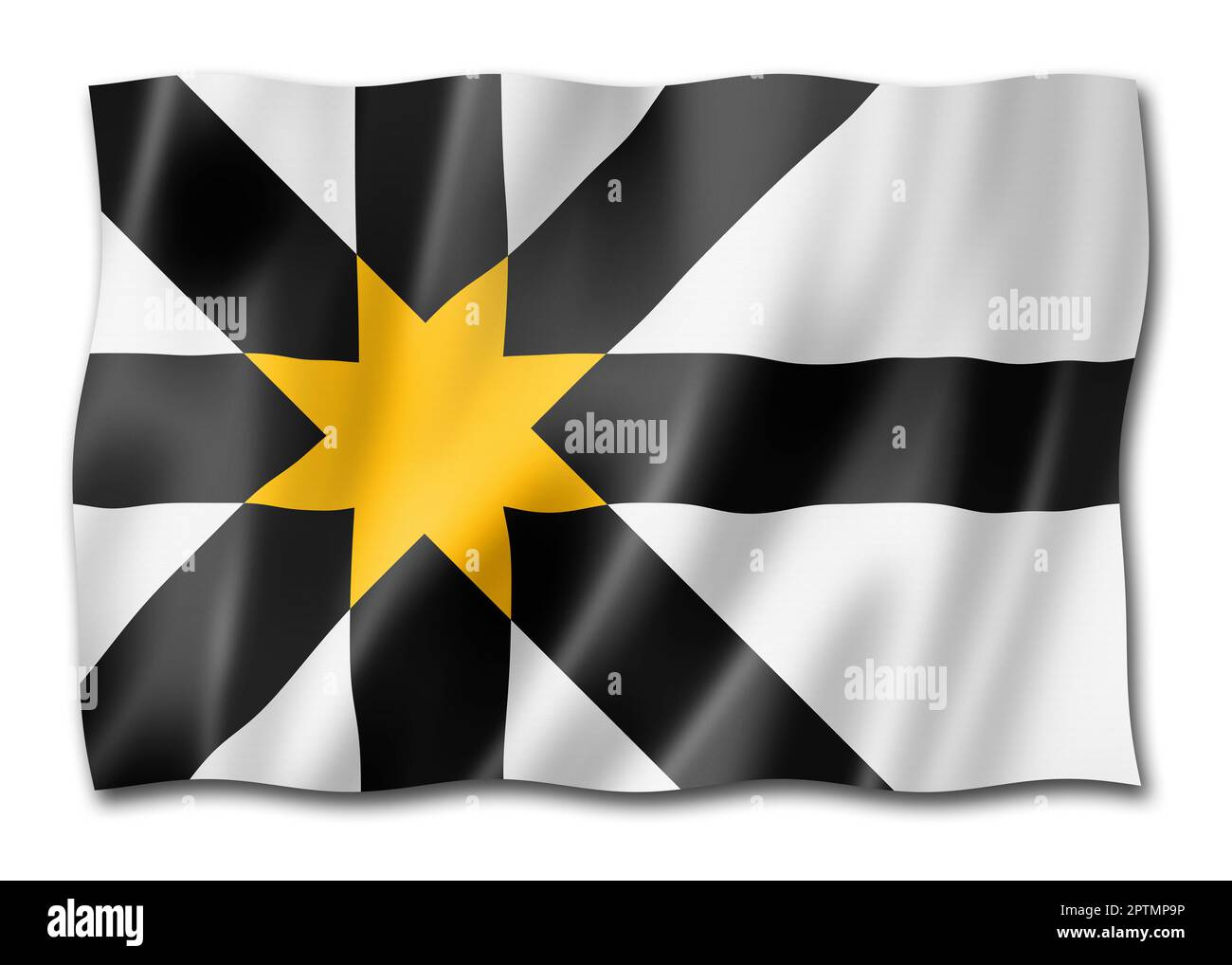 Sutherland County flag, United Kingdom waving banner collection. 3D ...