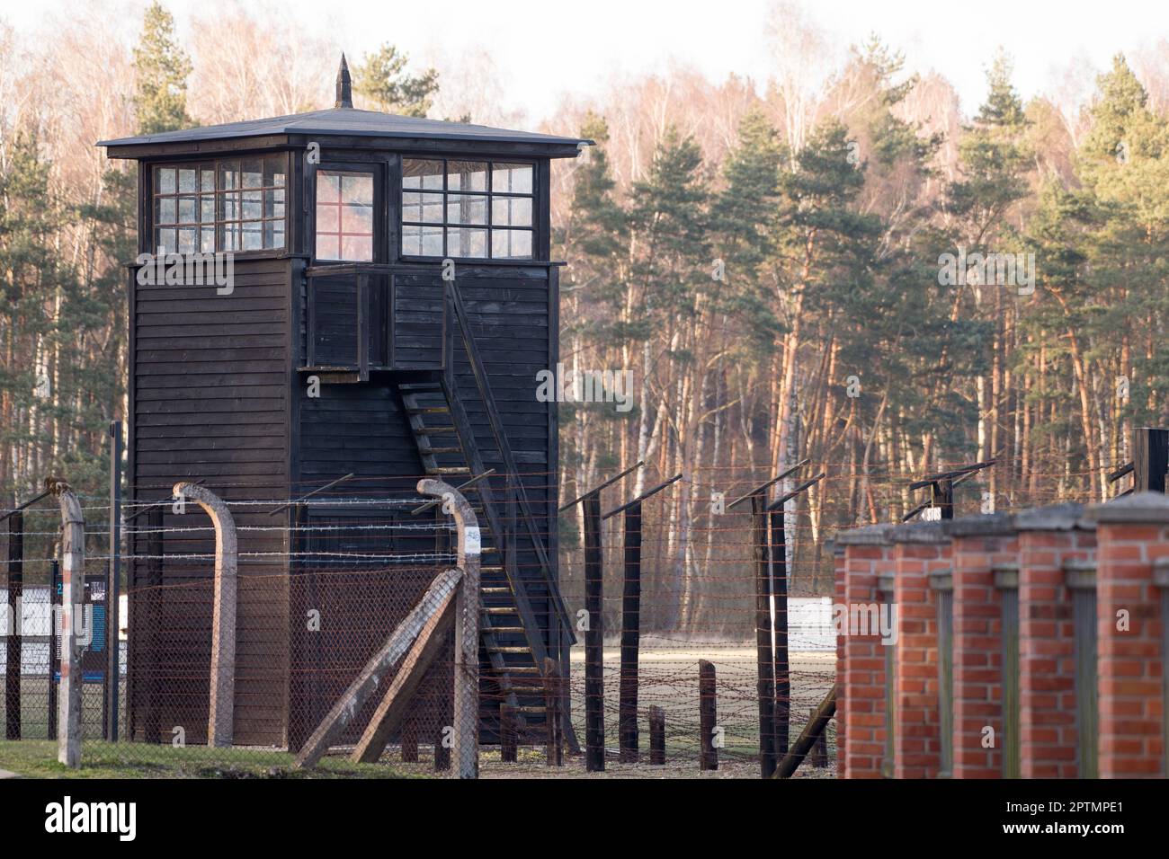 Wooden guard tower in Museum of Stutthof in Sztutowo, Poland. About ...