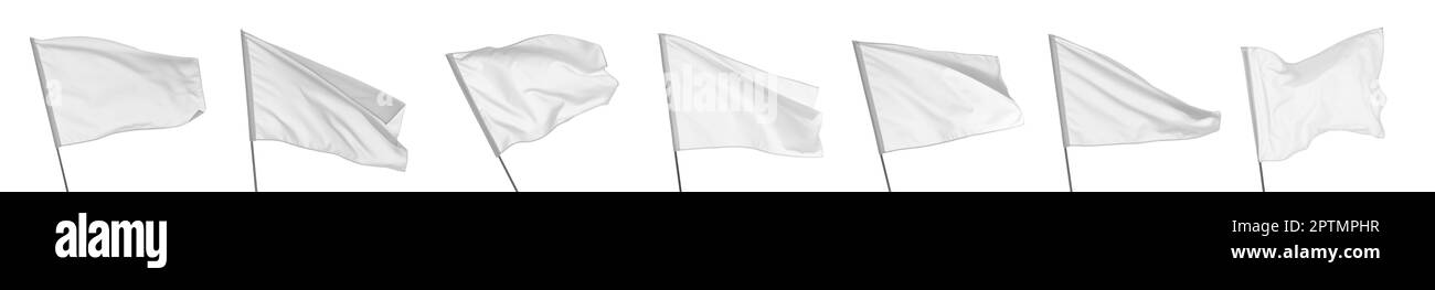 Set with blank flags on white background. Banner design Stock Photo - Alamy