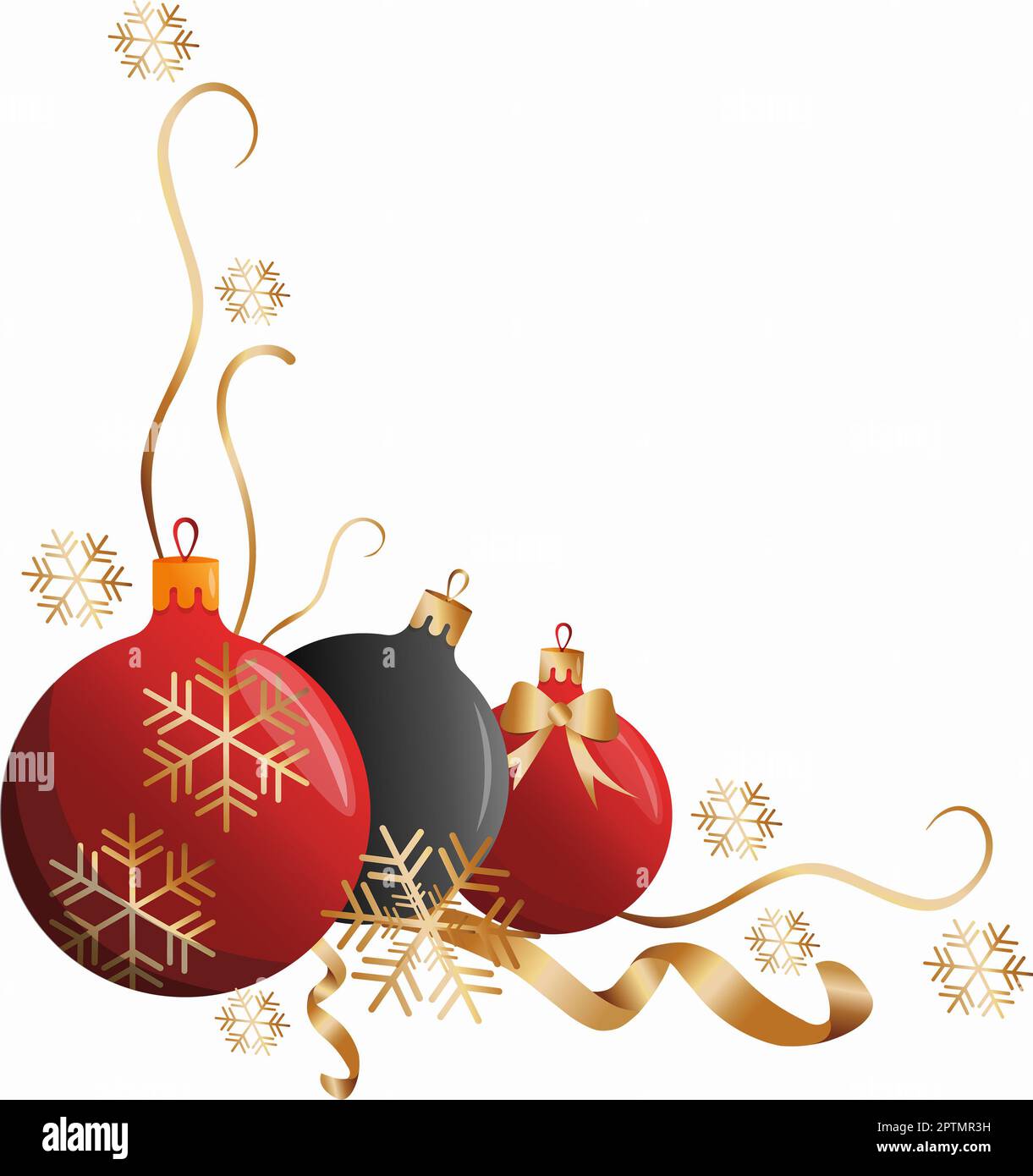 Christmas toys corner border clipart, balls illustration set frame ...