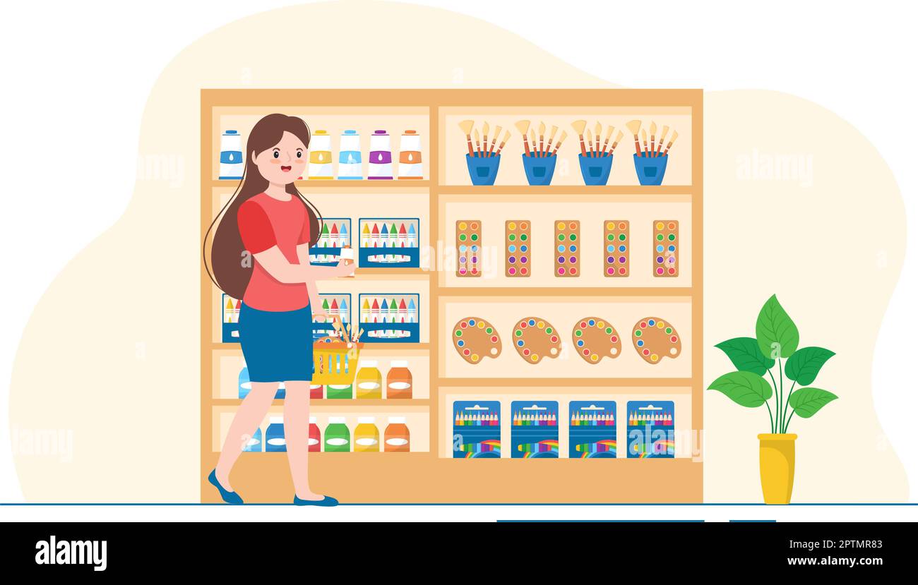 Art Shop with Painting Supplies Store Accessories and Tools for Drawing ...