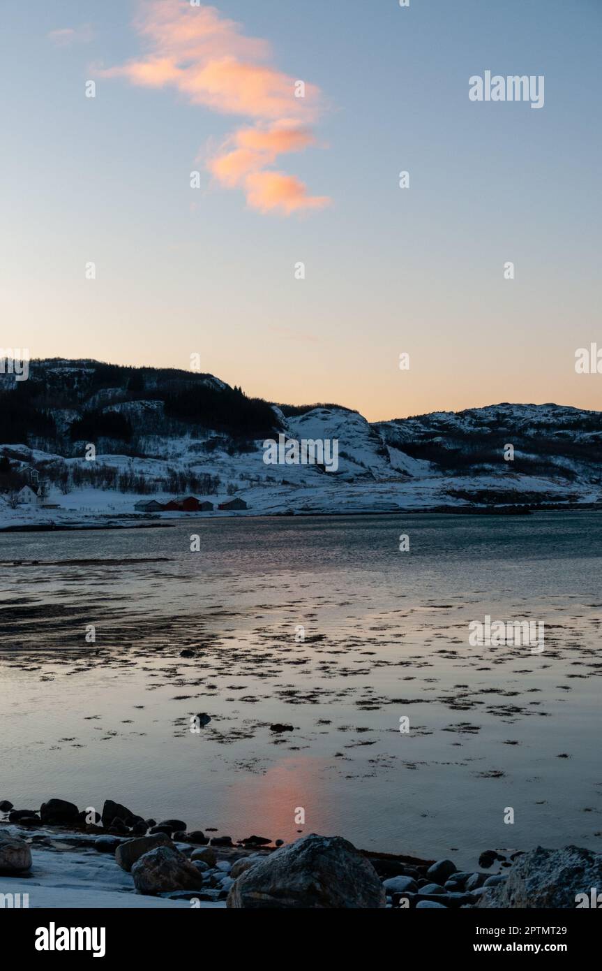 Landscape shot highlighting the rugged mountains and snow-covered ...
