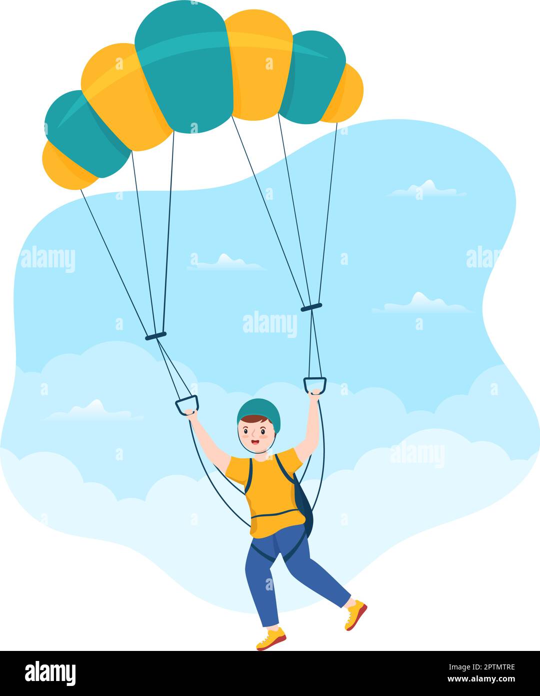 Skydiving Illustration with Skydivers use Parachute and Sky Jump for ...