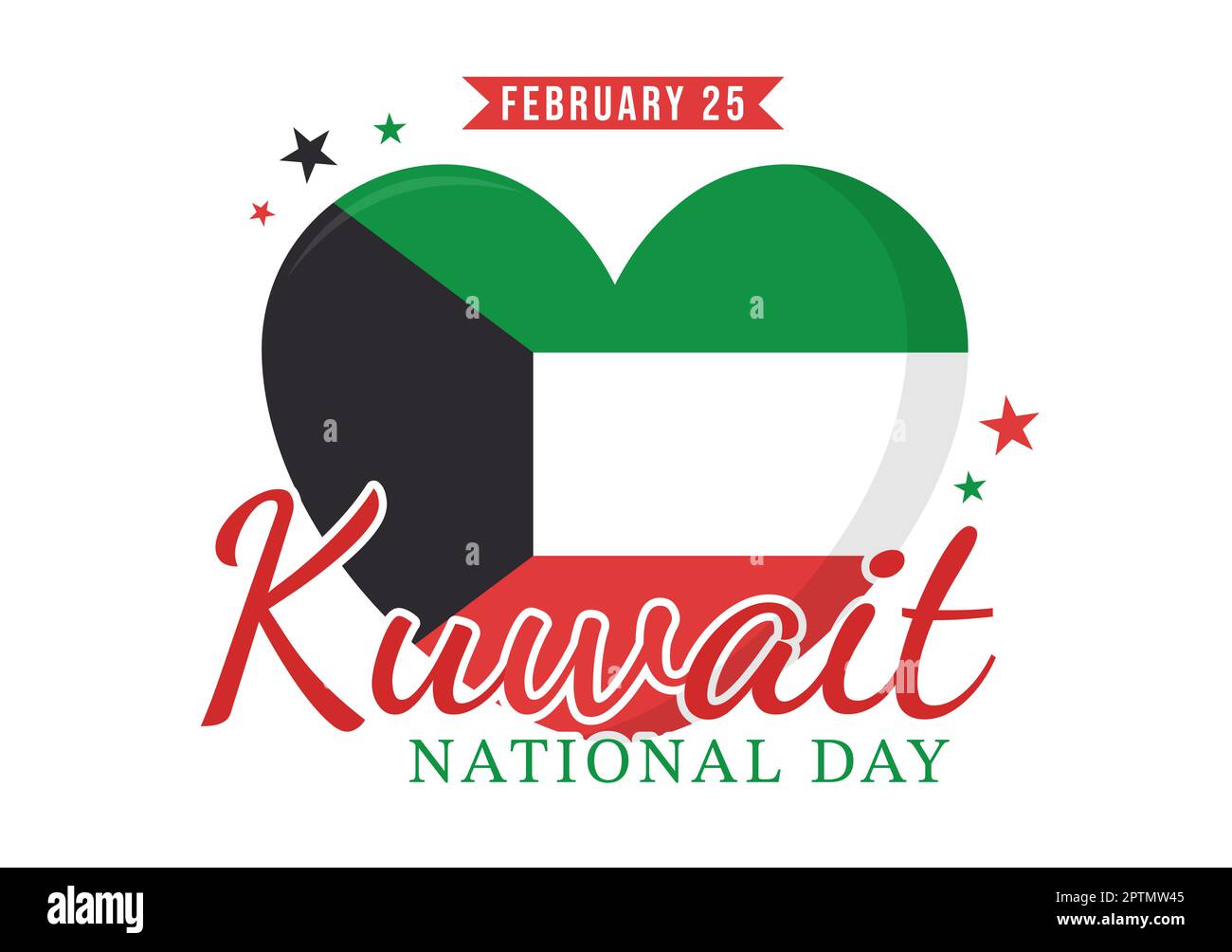 National Kuwait Day on February 25th with Waving Flag and Independence ...