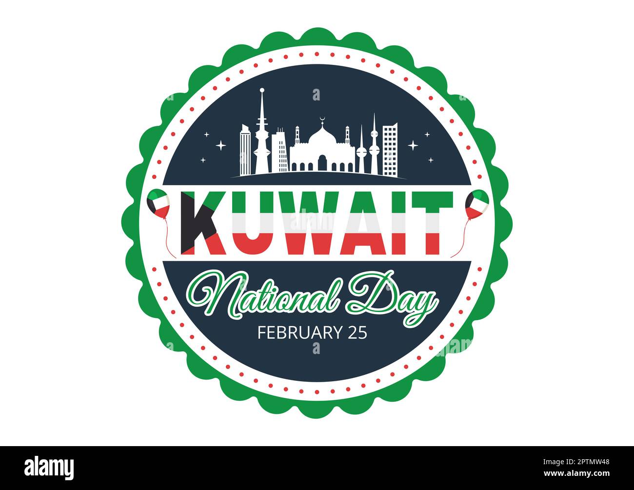 National Kuwait Day on February 25th with Waving Flag and Independence ...