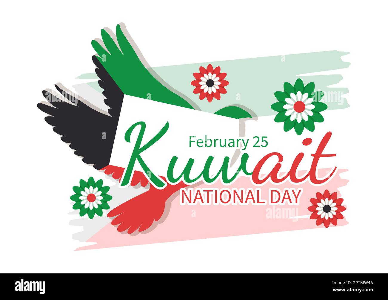 National Kuwait Day on February 25th with Waving Flag and Independence ...