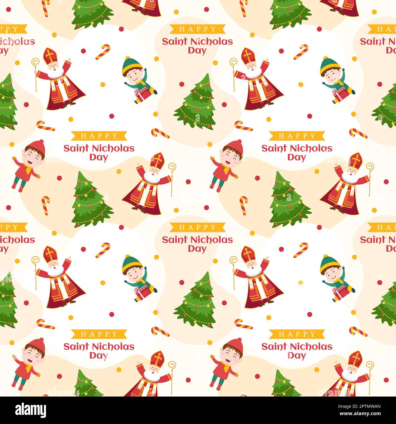 Saint Nicholas Day or Sinterklaas Seamless Pattern with Gift Box and ...