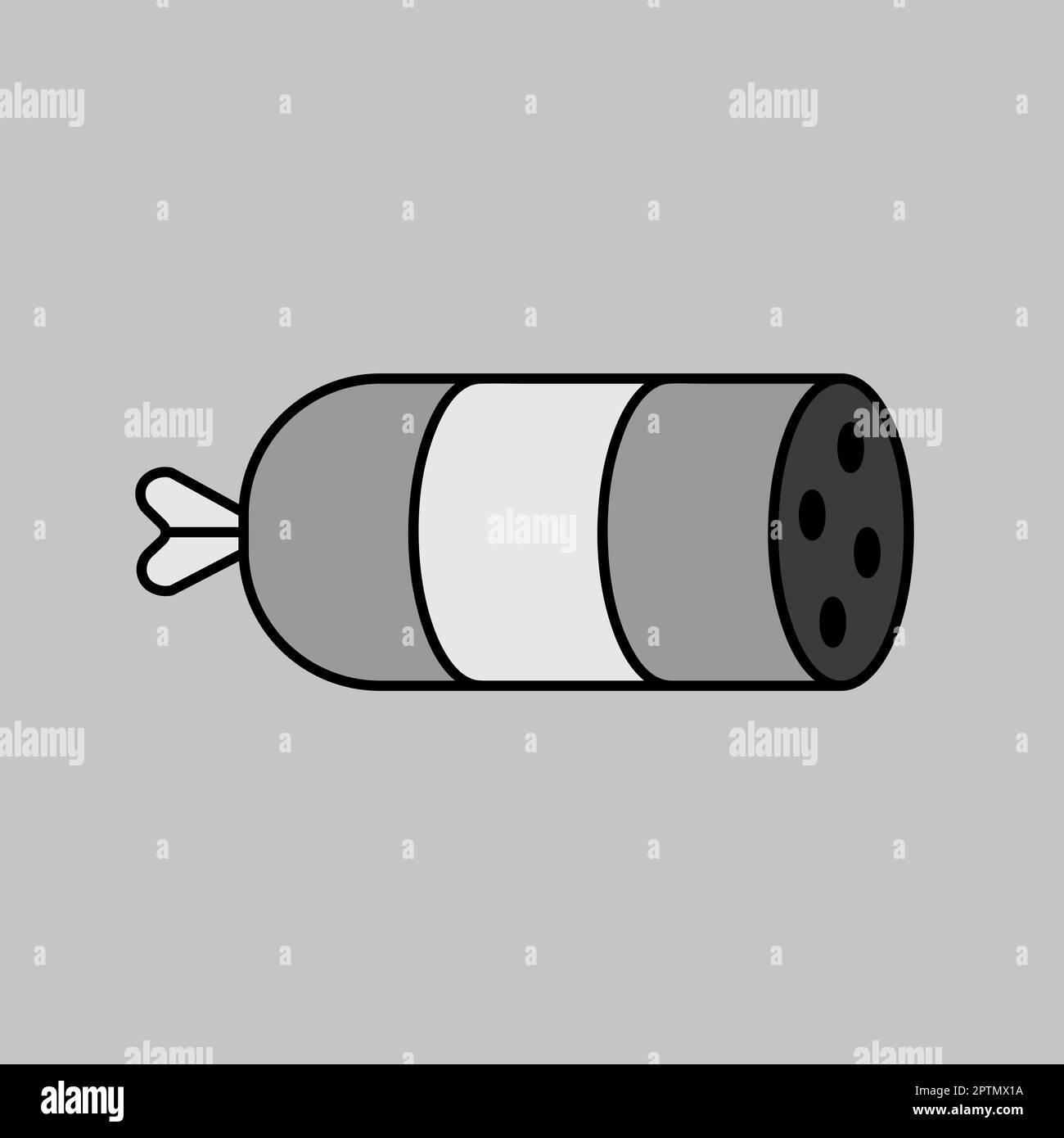 Sausage salami vector grayscale icon. Barbecue and bbq grill sign ...