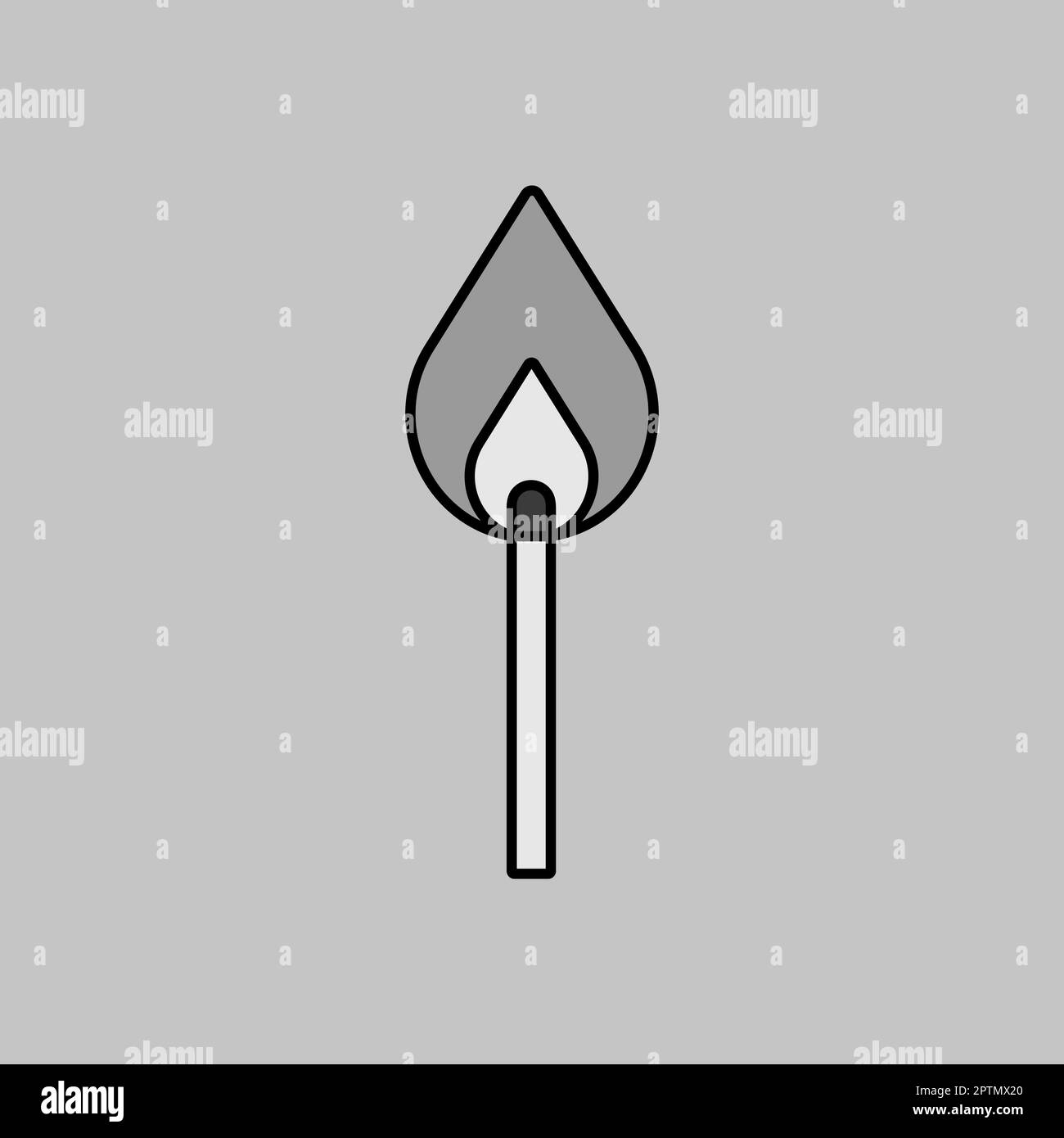 Burning match vector grayscale icon. Barbecue and bbq grill sign. Graph ...