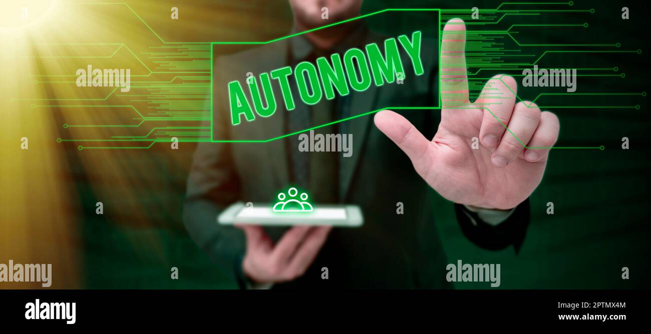 Conceptual caption Autonomy, Business idea vehicle that can guide ...