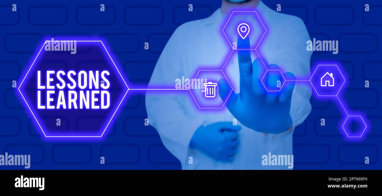 Conceptual caption Lessons Learned, Business showcase the knowledge or understanding gained by ...