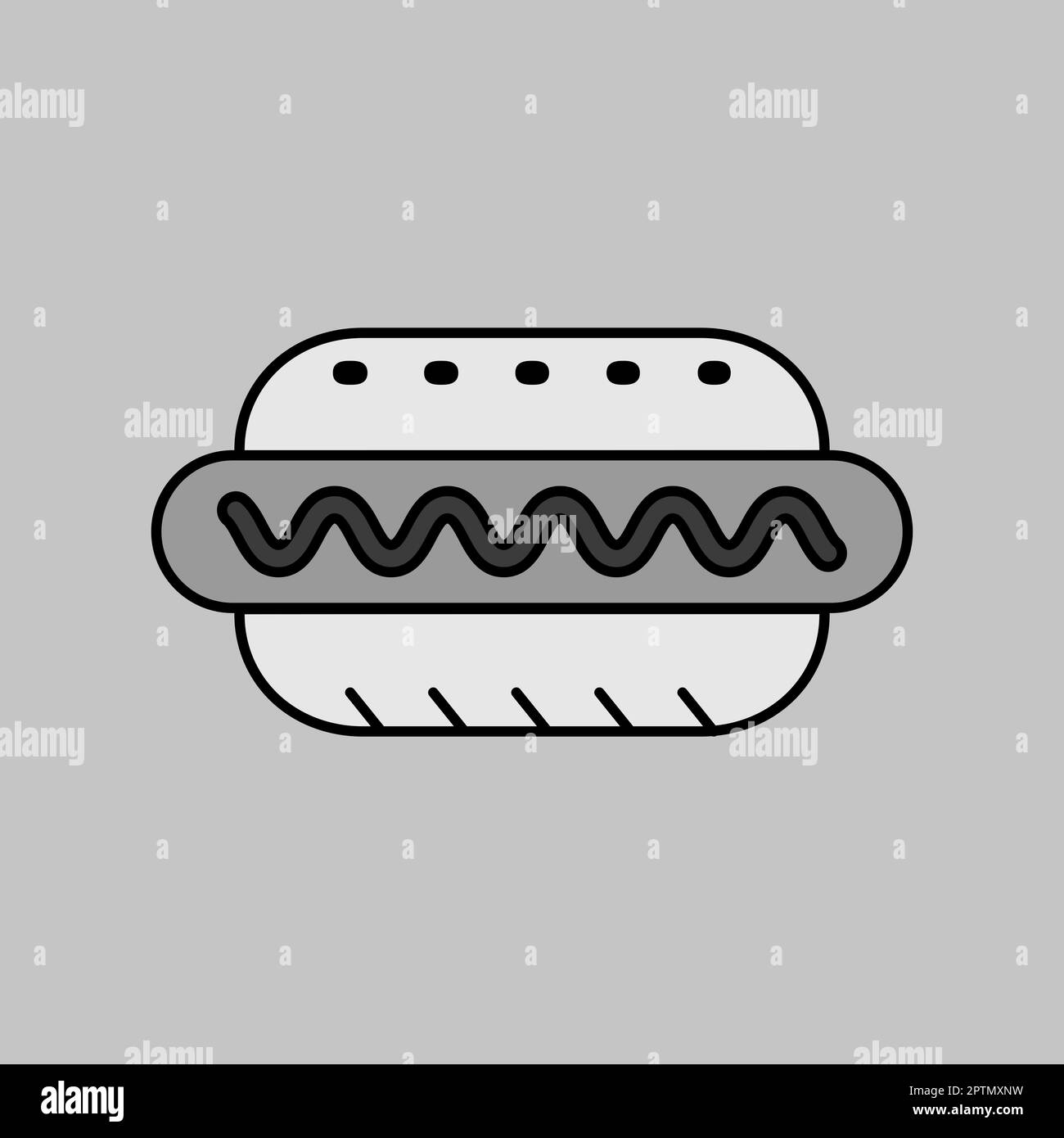 Hot dog vector grayscale icon. Fast food sign. Graph symbol for cooking ...