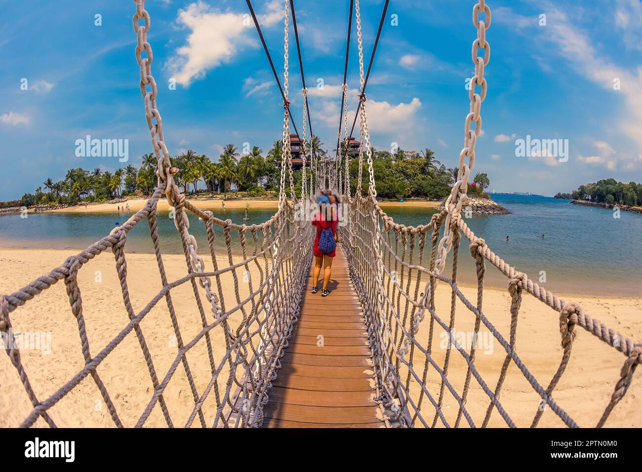 Suspension bridge of Singapore Sentosa Island. Shooting Location ...