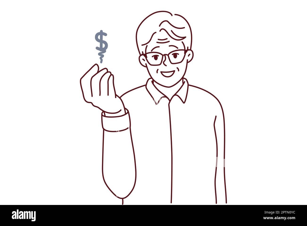 Happy elderly man show dollar sign Stock Vector Image & Art - Alamy