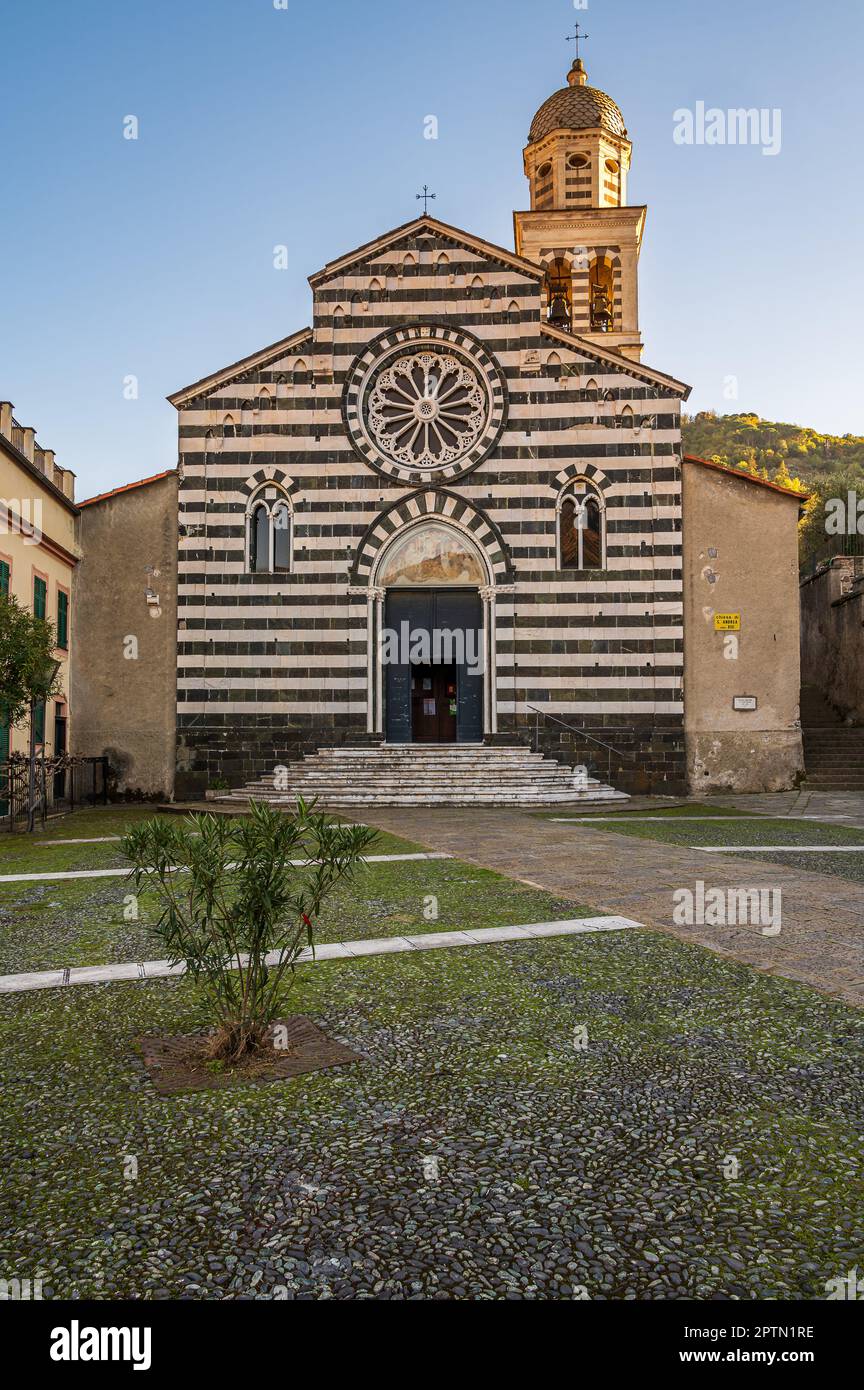 Typical black and white stripes facade of the St Andrew's Church in ...