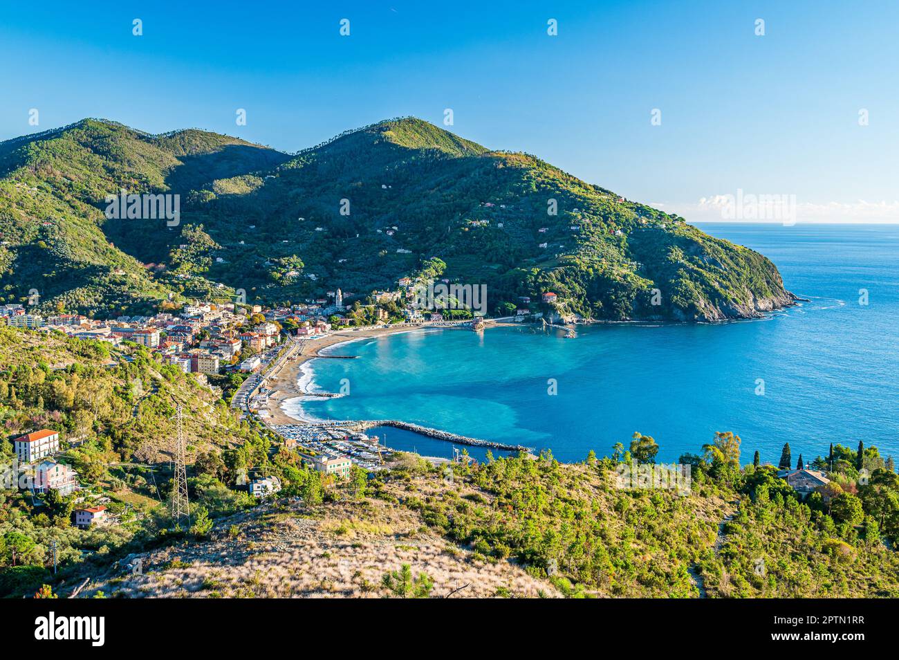 View of the gulf of Levanto in the Italian Riviera, near Cinque Terre ...