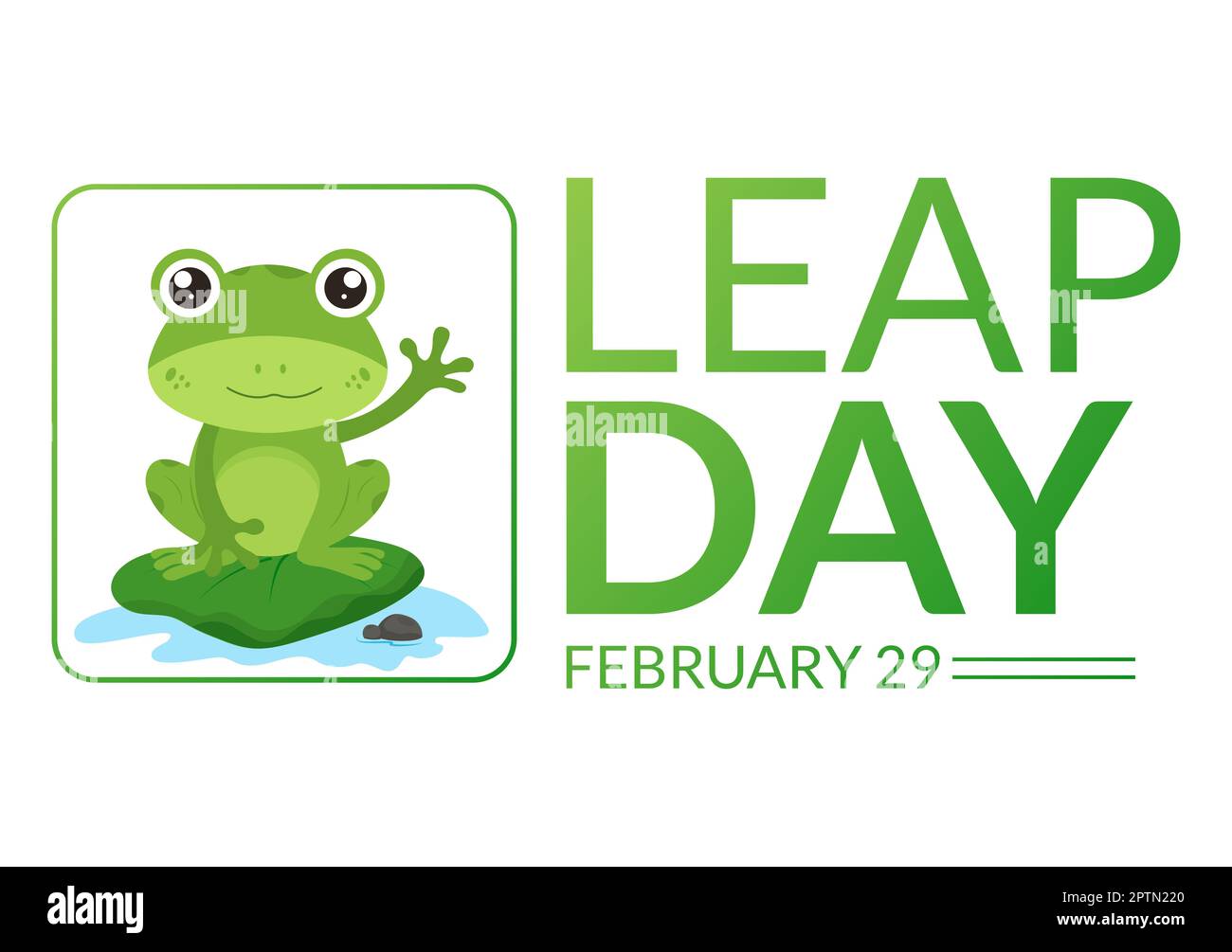 Happy Leap Day on 29 February with Cute Frog in Flat Style Cartoon Hand ...