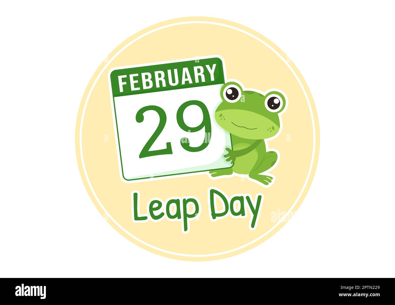 Happy Leap Day on 29 February with Cute Frog in Flat Style Cartoon Hand ...