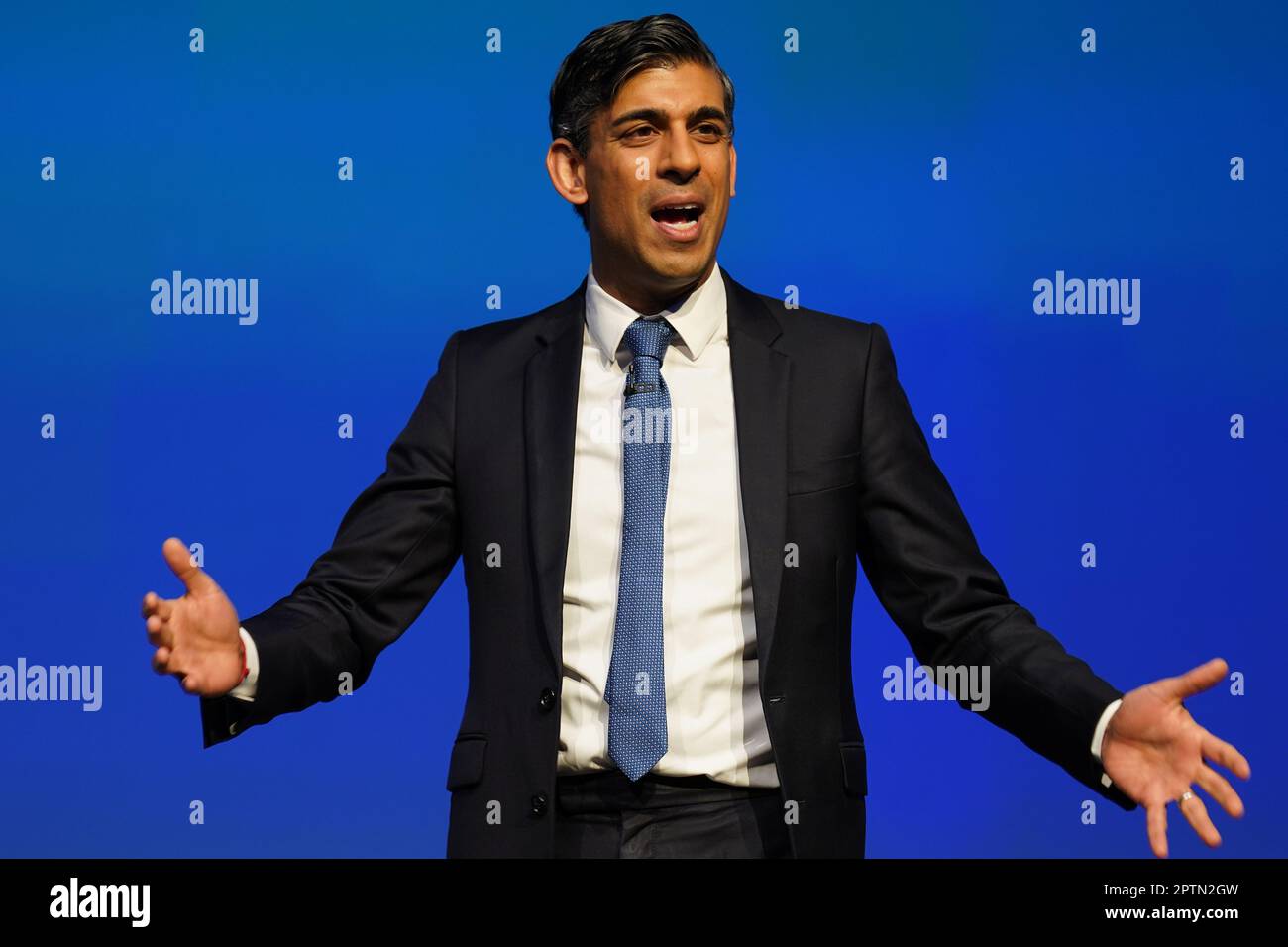 Prime Minister Rishi Sunak speaking on the first day of the Scottish ...