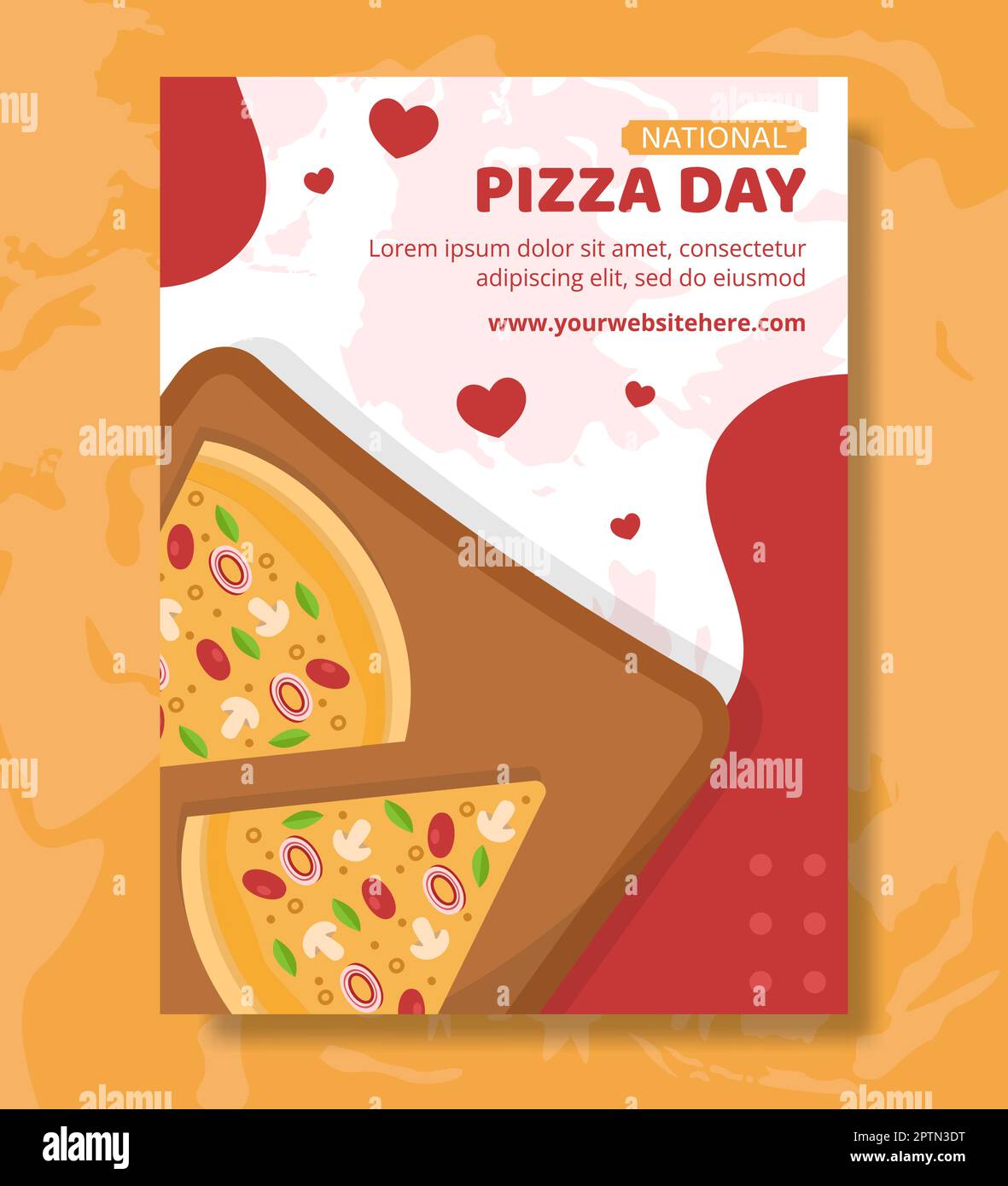 National Pizza Day Poster Flat Cartoon Hand Drawn Templates ...