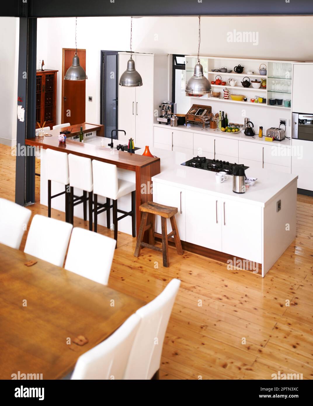 Modern kitchen for modern living. Open plan kitchen area in a modern ...