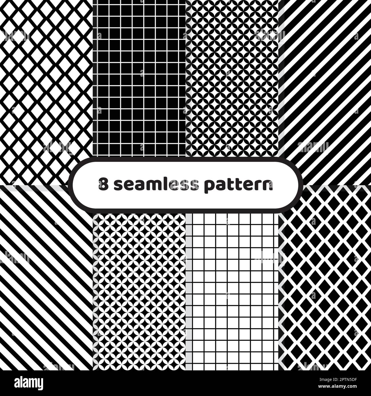 Black And White Abstract Geometric Patterns Vector Set Stock Vector