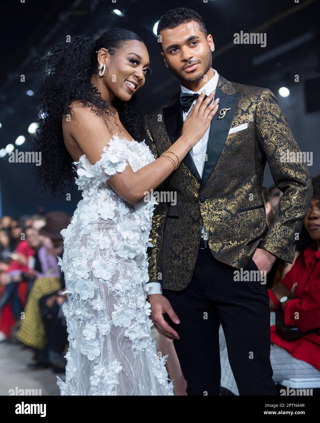 Toronto, Canada. 27th Apr, 2023. Models present creations at the 2023 Fashion Art Toronto event ...